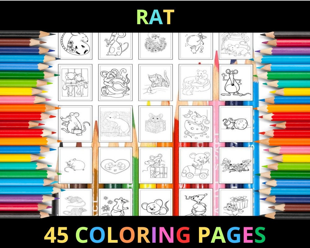 Printable Rats Coloring Pages for Kids and Adults 45 Pages Instant ...