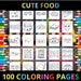 Printable Cute Food Coloring Pages for Kids and Adults 100 Pages ...
