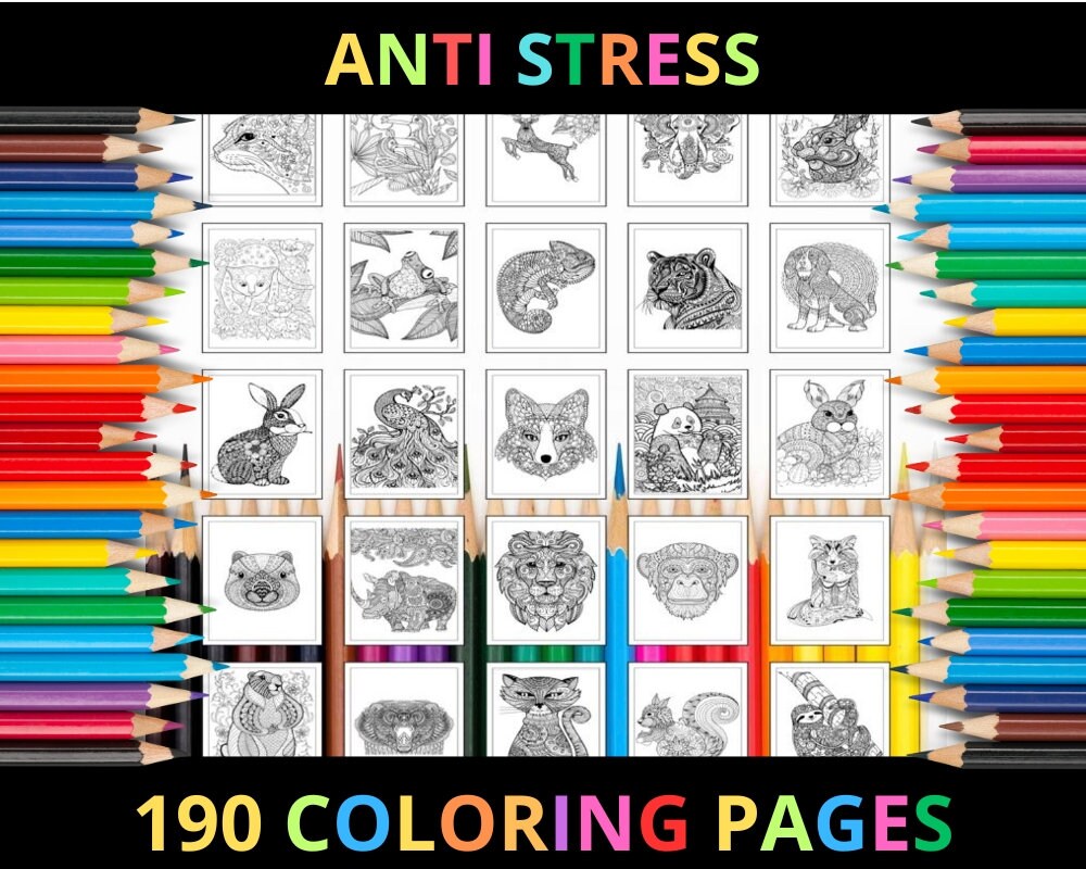 Printable Anti Stress Coloring Pages for Kids and Adults 190 - Etsy