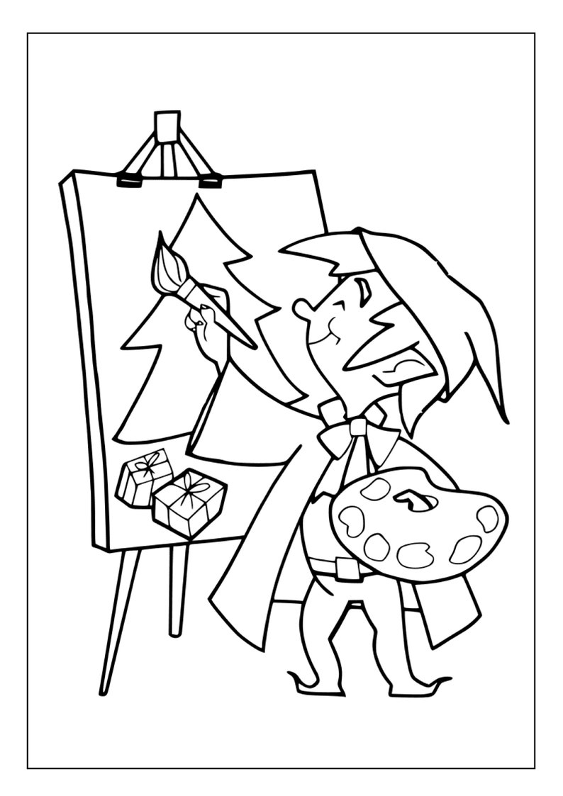 Printable Painter Coloring Pages for Kids & Adults | 30 Pages | Instant ...