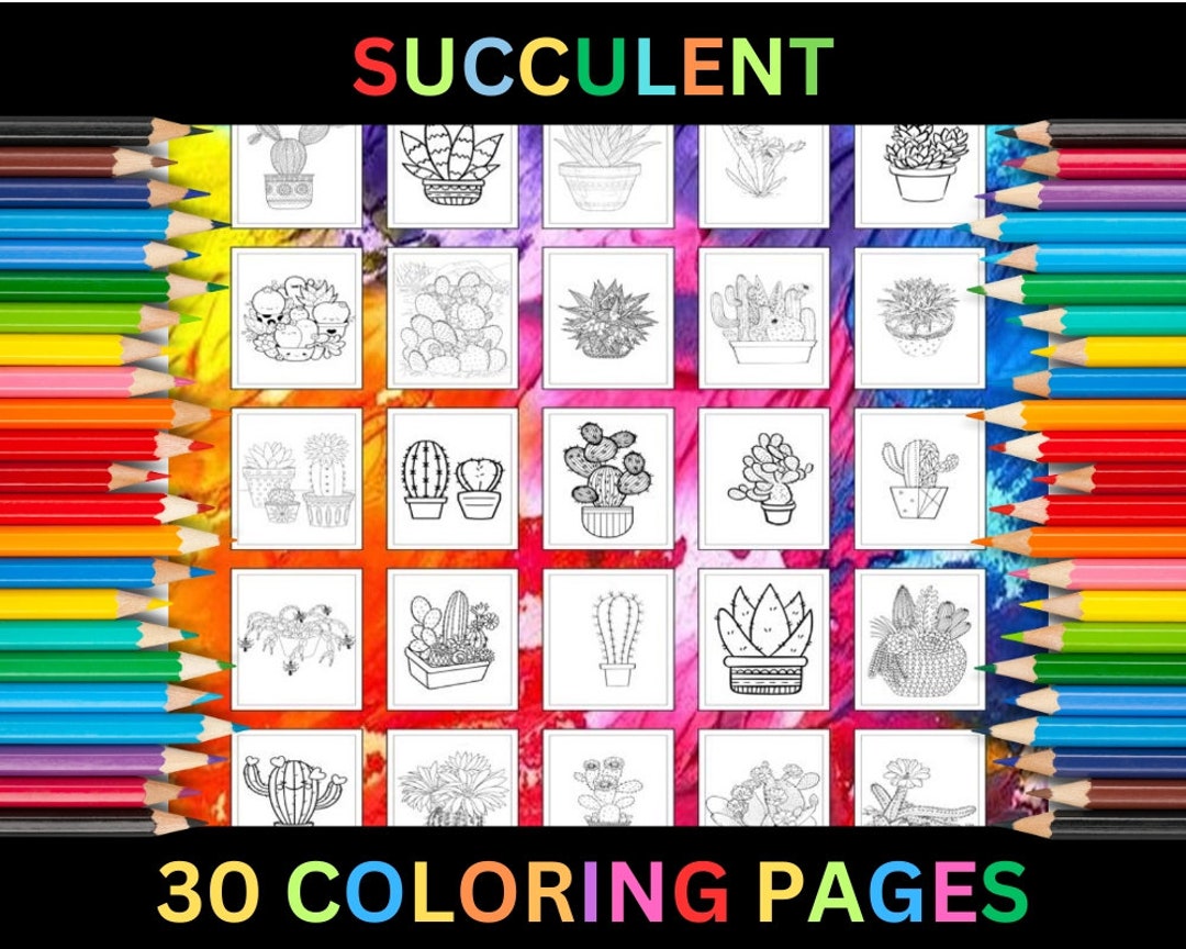 Printable Succulent Coloring Pages for Kids & Adults | 30 Pages ...