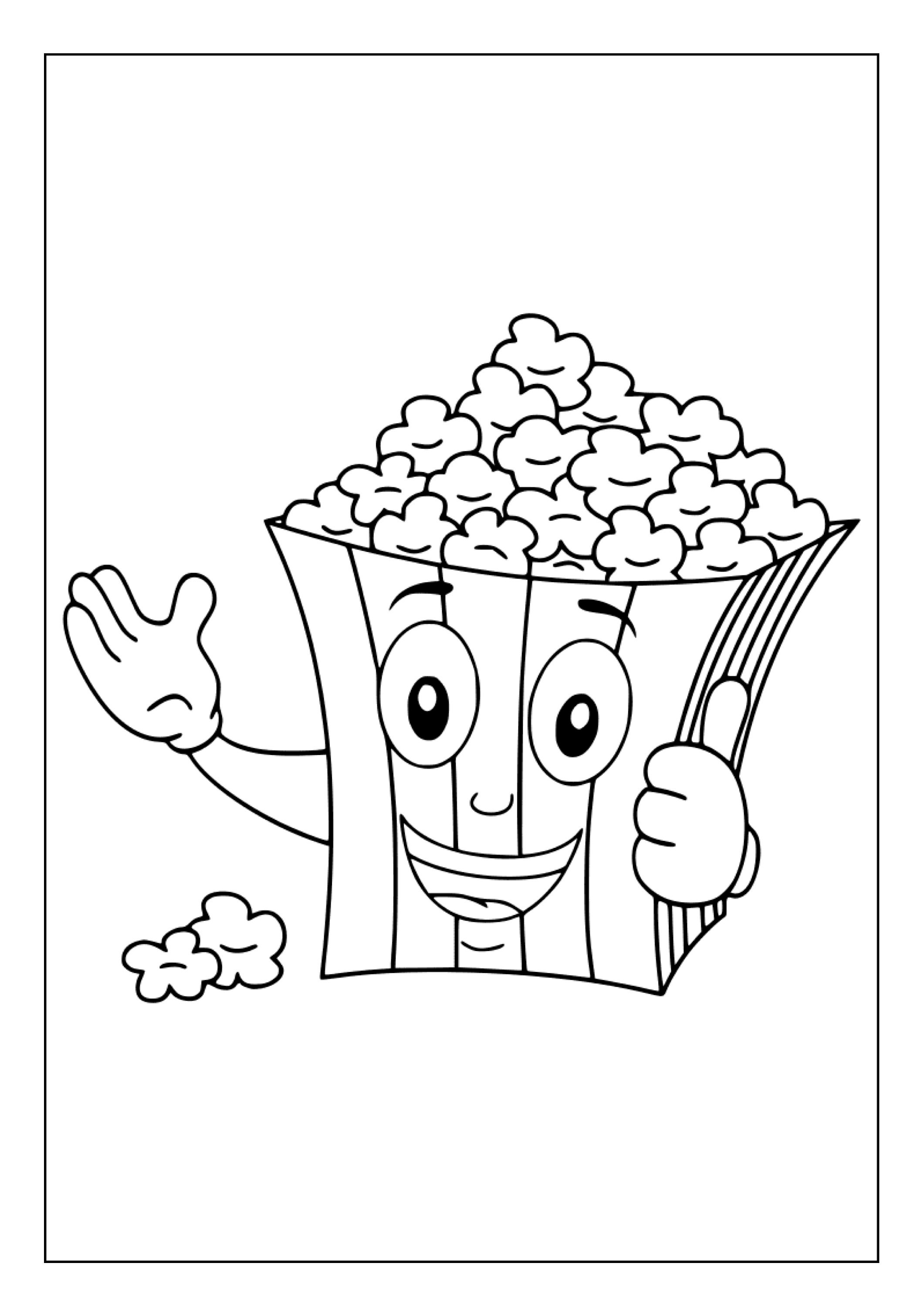Printable Popcorn Coloring Pages for Kids and Adults 90 Pages Instant ...