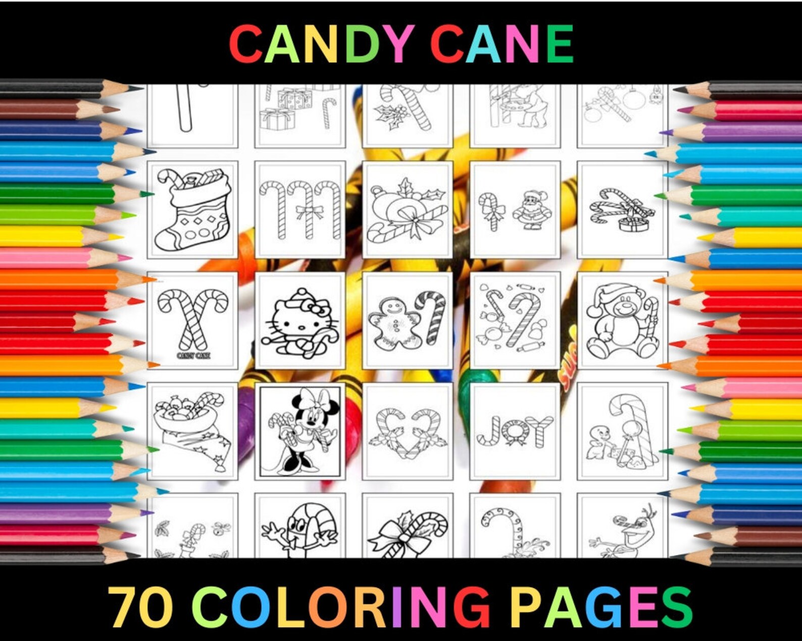 Printable Candy Cane Coloring Pages for Kids & Adults | 80 Pages ...