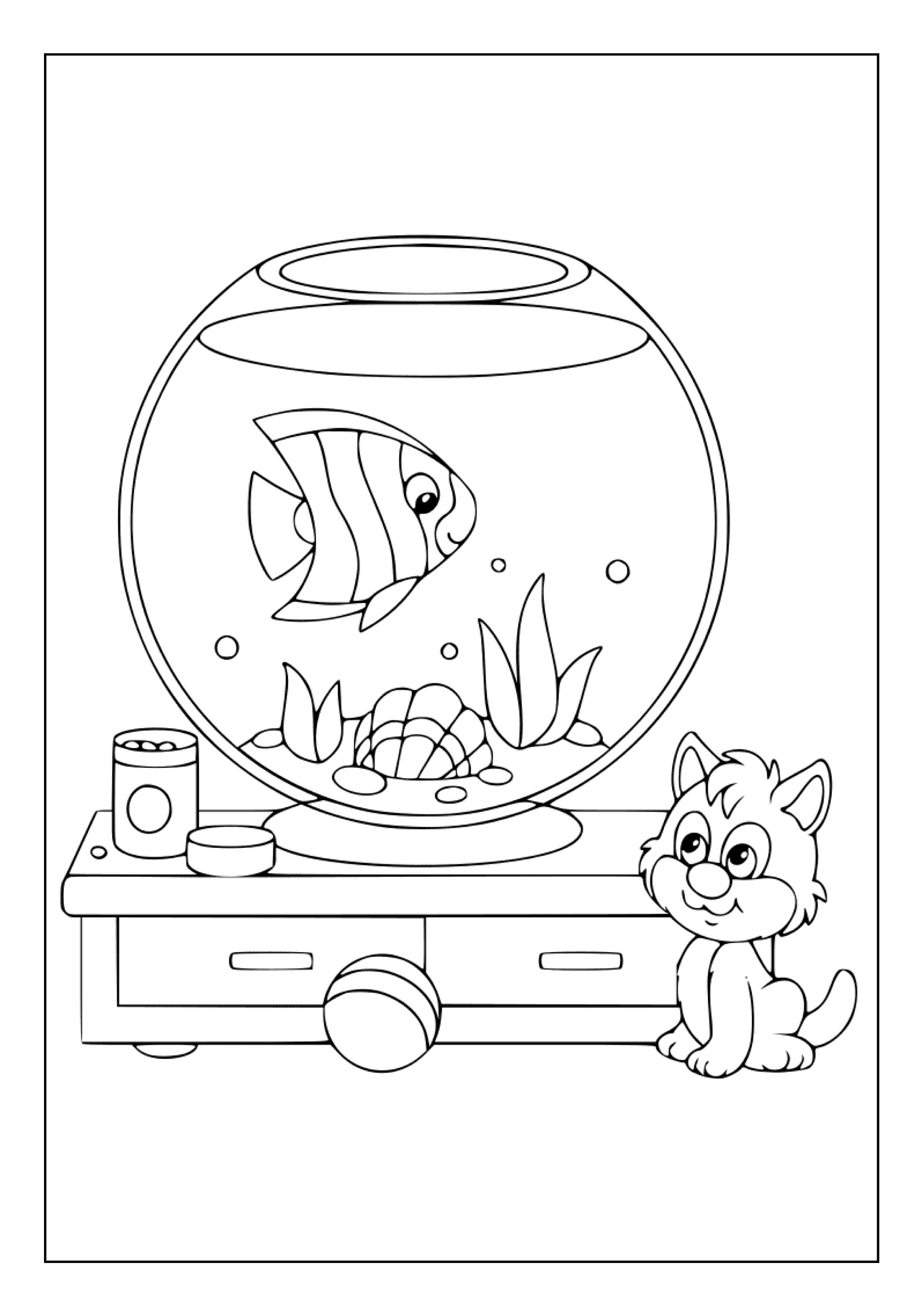Printable Fish Bowl Coloring Pages for Kids & Adults 65 Pages - Etsy