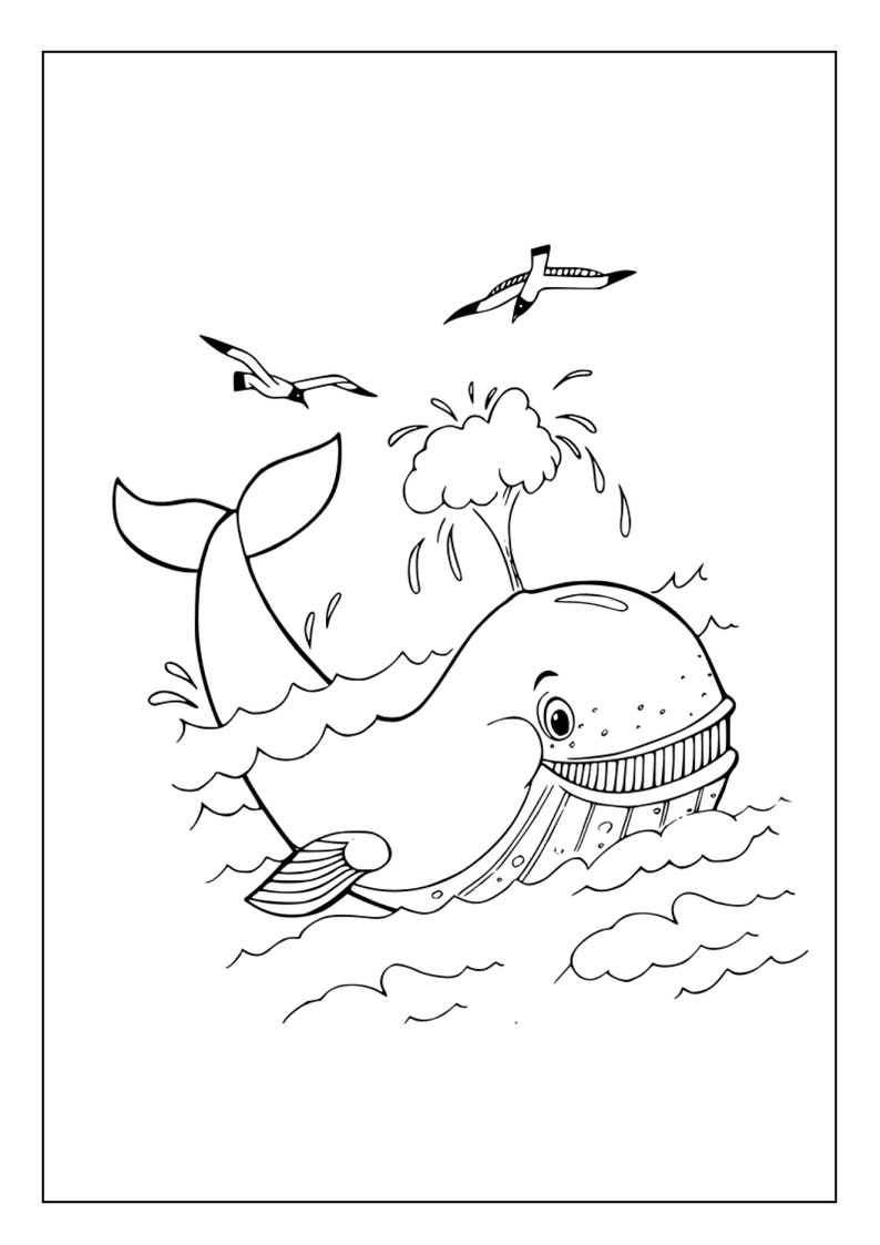 Printable Whale Coloring Pages for Kids and Adults 90 Pages Instant ...