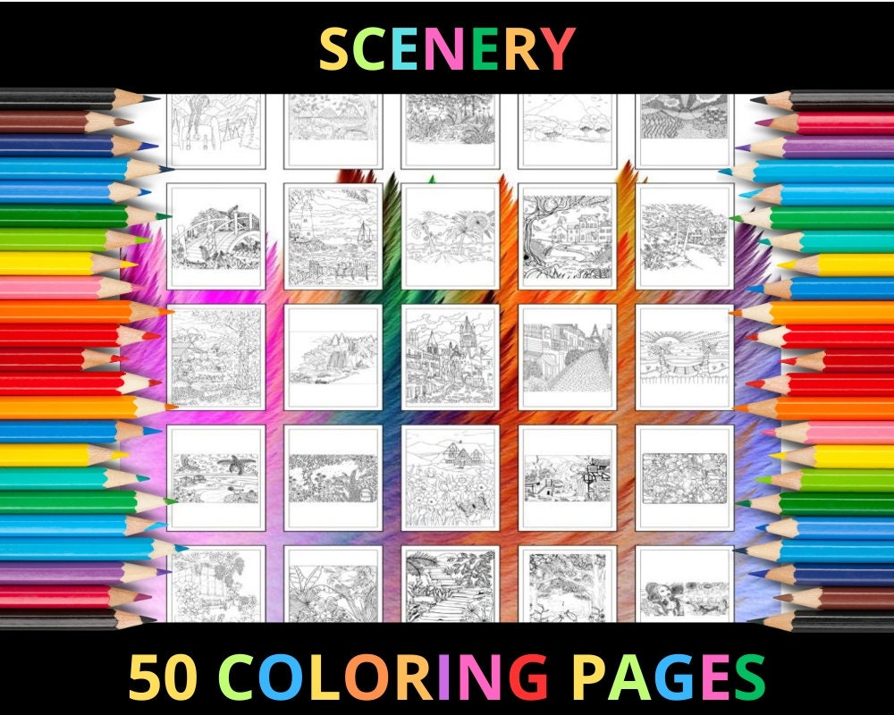 Printable Scenery Coloring Pages for Kids and Adults | 50 Pages ...