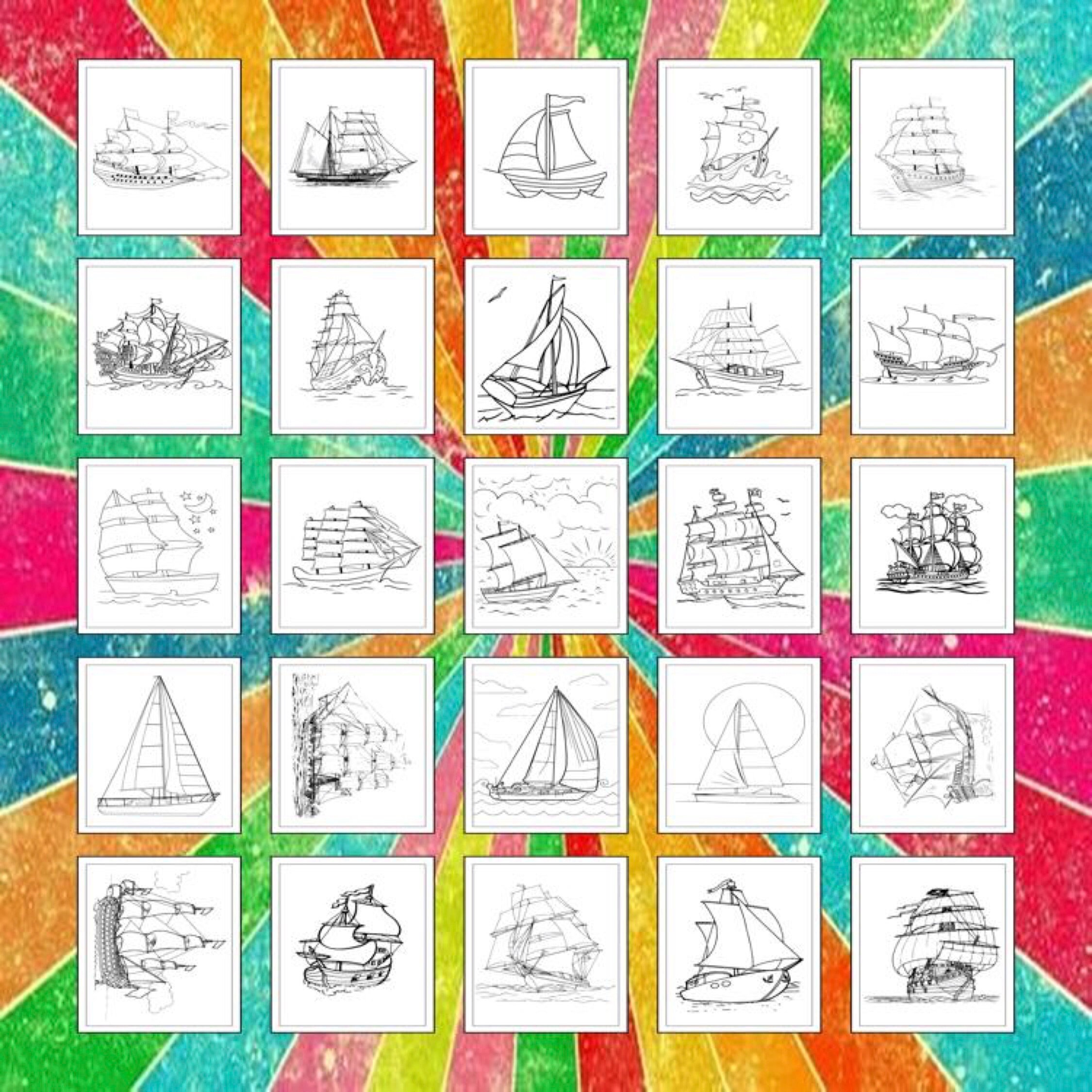 Printable Sailboat Coloring Pages for Kids & Adults | 40 Pages ...