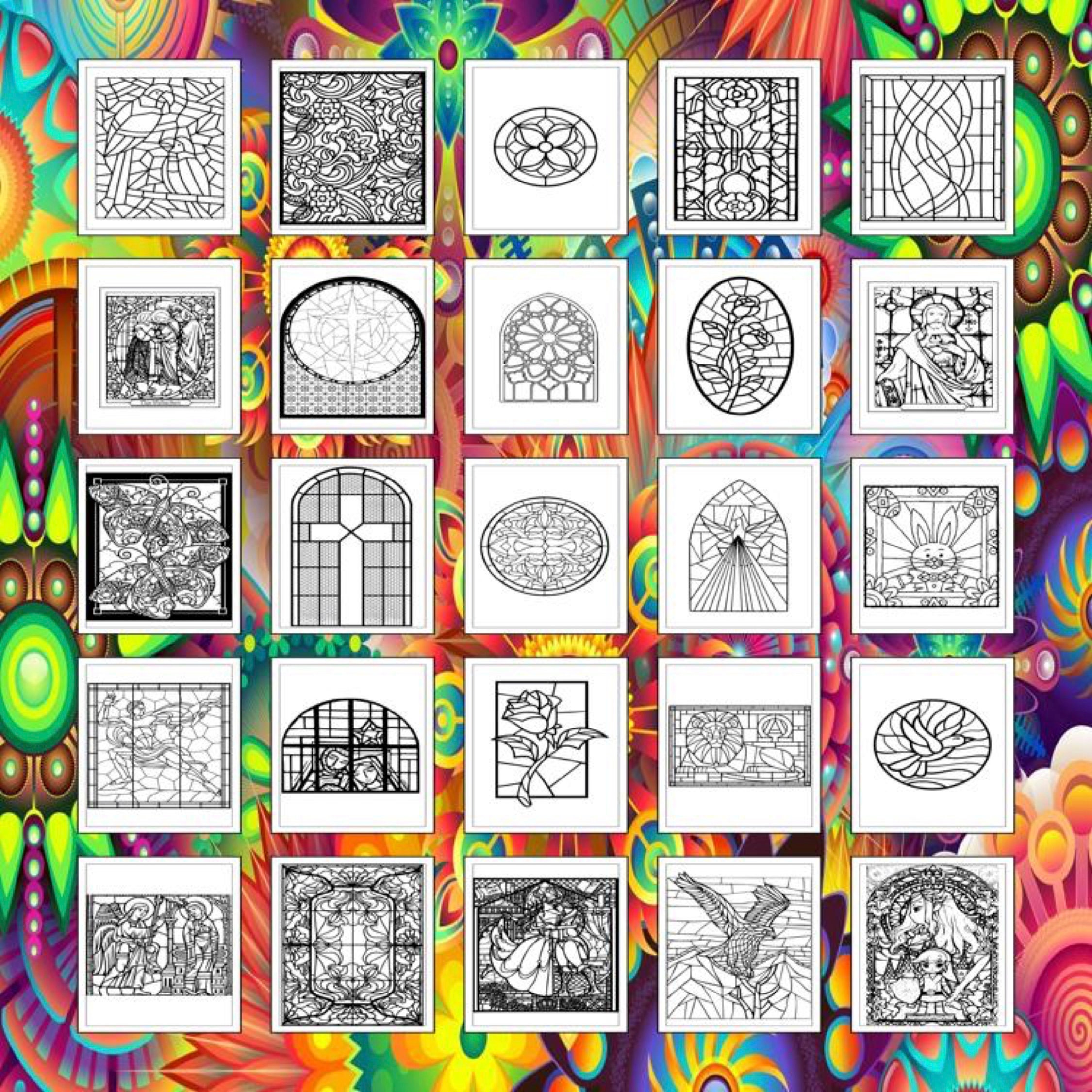 Printable Stained Glass Coloring Pages for Kids and Adults | 90 Pages ...