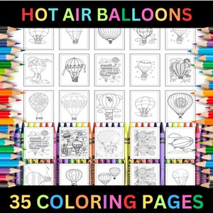 Printable Hot Air Balloons Coloring Pages for Kids & Adults | 35 Pages ...