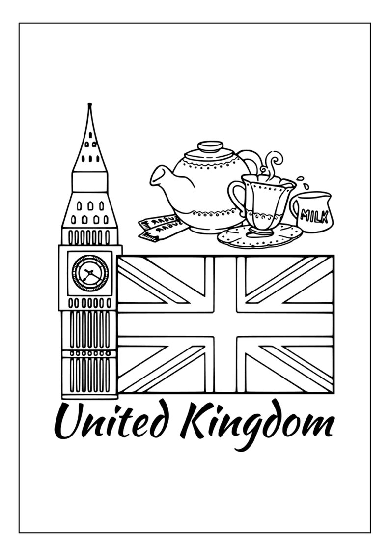 Printable England Coloring Pages for Kids & Adults | 50 Pages | Instant ...