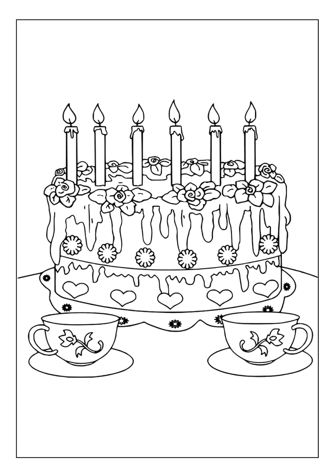 Printable Birthday Cake Coloring Pages for Kids & Adults 45 Pages ...