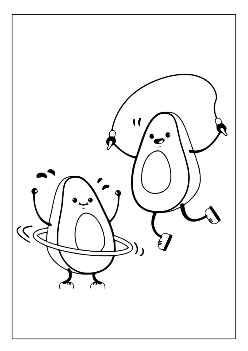 Printable Avocado Coloring Pages for Kids & Adults | 35 Pages | Instant ...