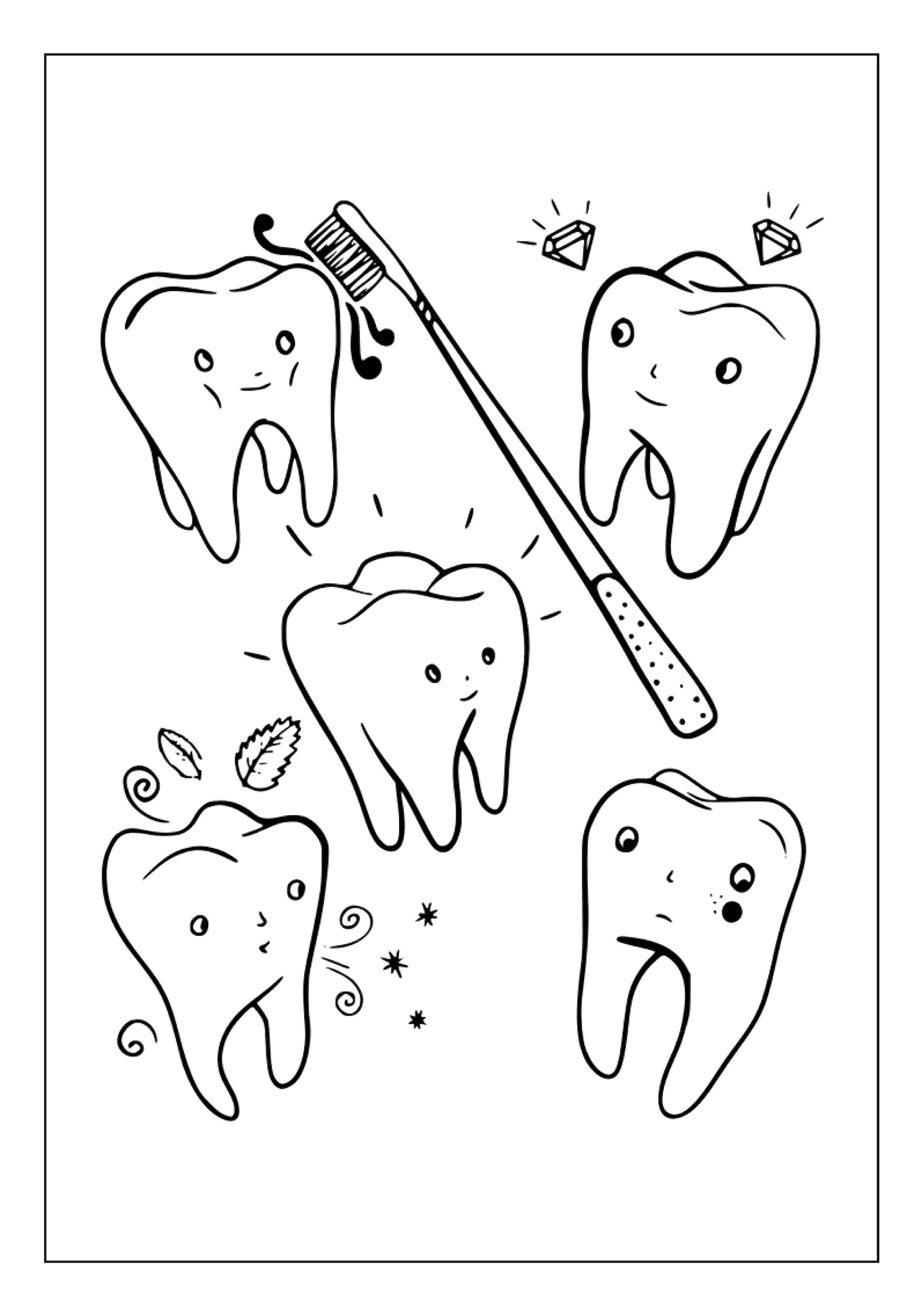 Printable Tooth Coloring Pages for Kids & Adults | 30 Pages | Instant ...