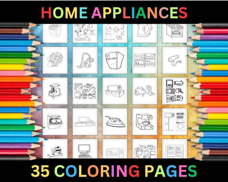 Printable Home Appliances Coloring Pages for Kids & Adults | 35 Pages ...
