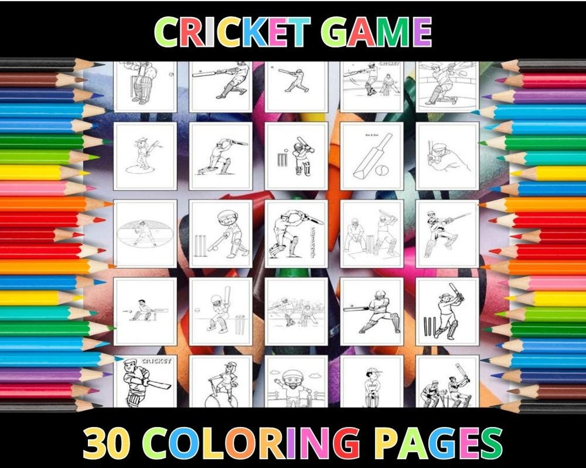 Printable Cricket Game Coloring Pages for Kids & Adults | 30 Pages ...