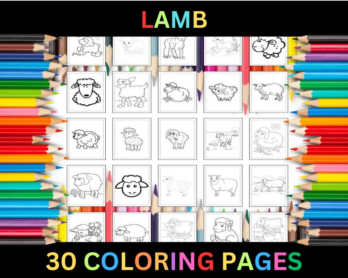 Printable Lamb Coloring Pages for Kids & Adults | 30 Pages | Instant ...