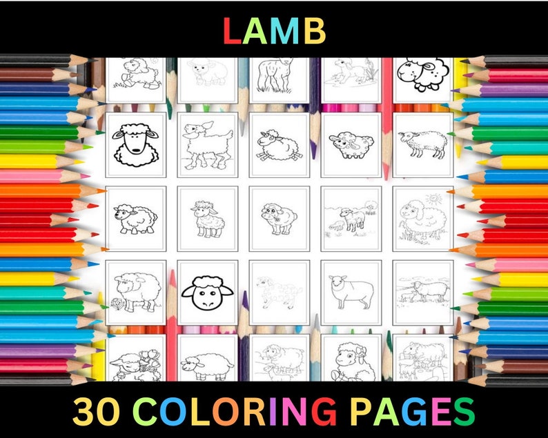 Printable Lamb Coloring Pages for Kids & Adults | 30 Pages | Instant ...