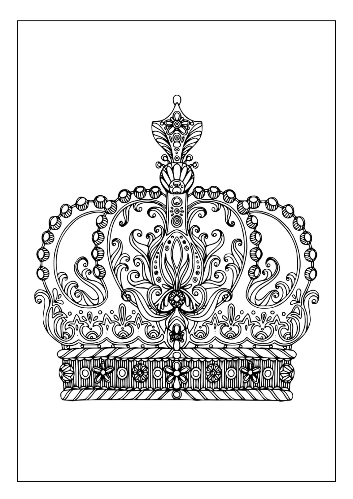 Printable Crown Coloring Pages for Kids & Adults | 60 Pages | Instant ...