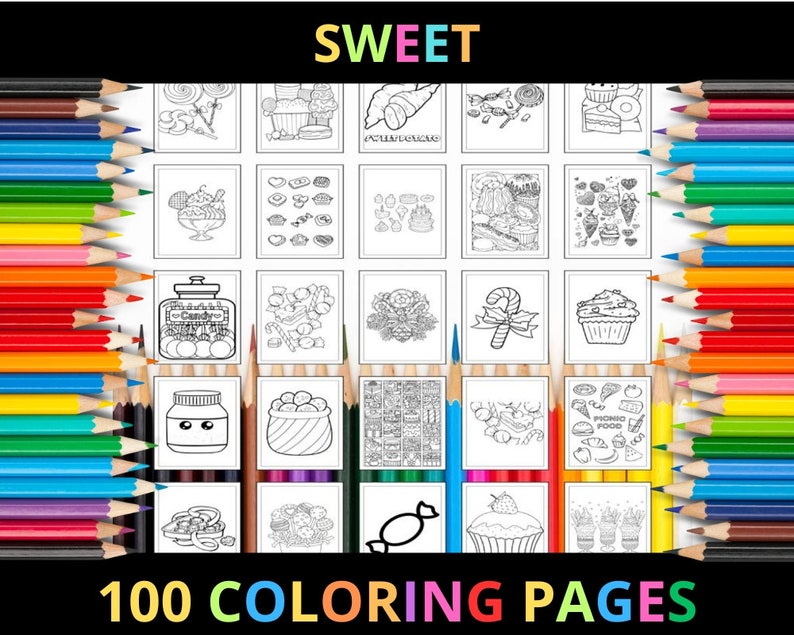 Printable Sweets Coloring Pages for Kids and Adults | 100 Pages ...