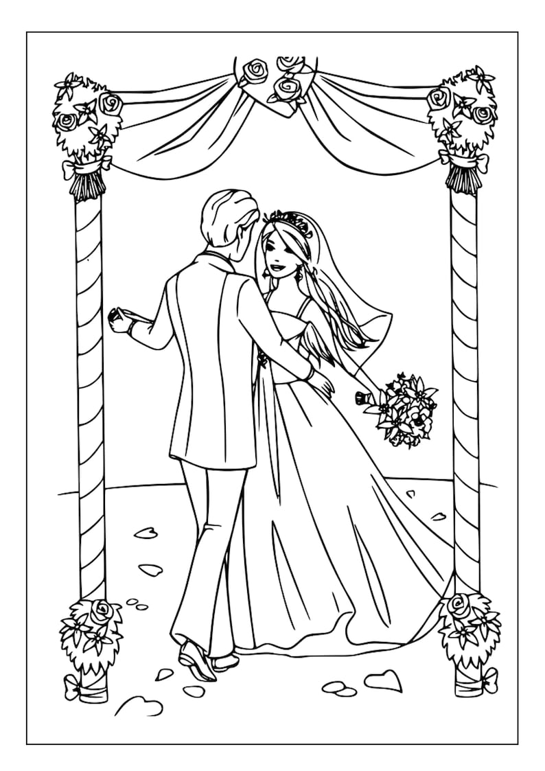 Printable Wedding Coloring Pages for Kids and Adults | 80 Pages ...