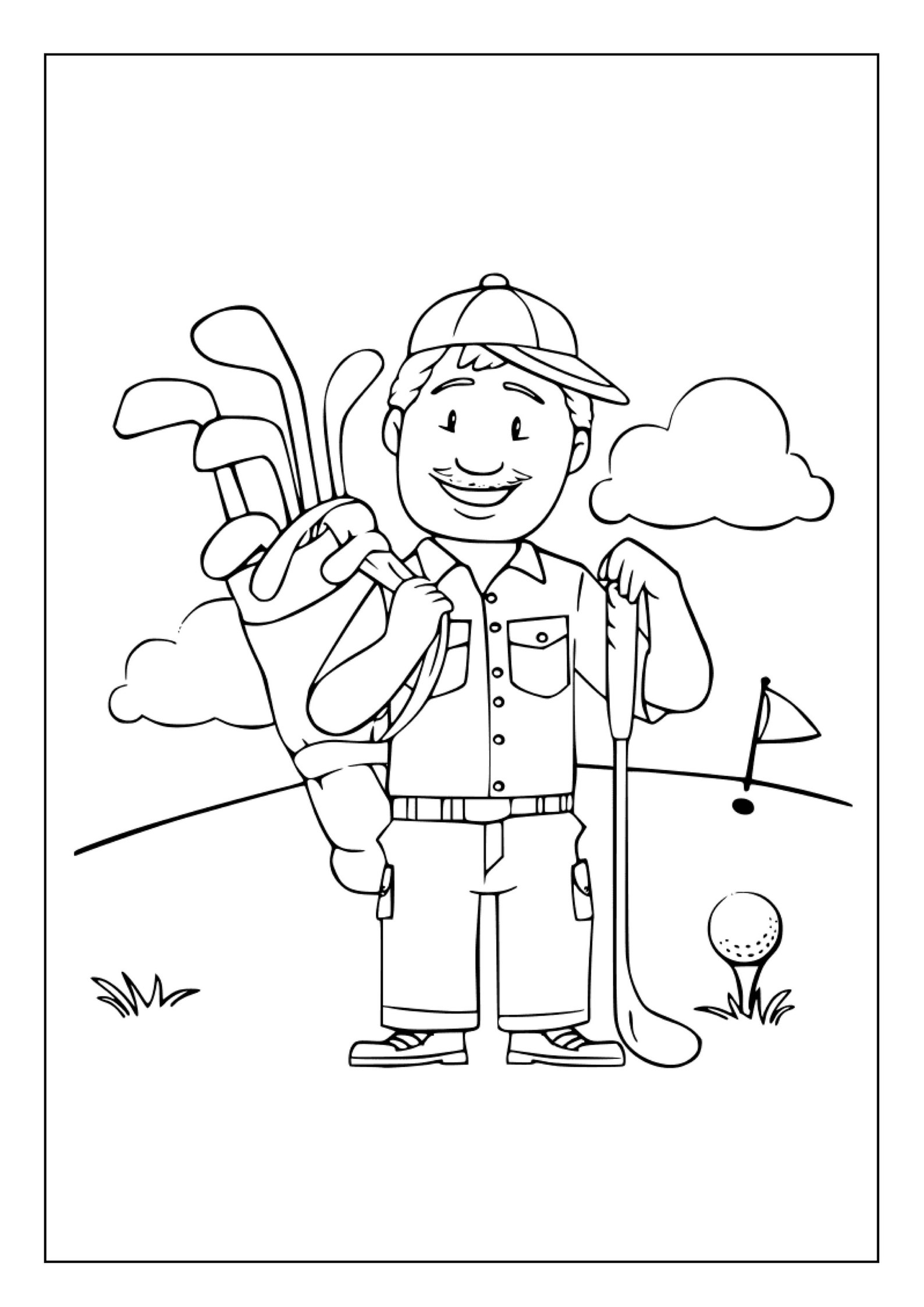 Printable Cute Golf Coloring Pages for Kids & Adults 25 Pages Instant ...