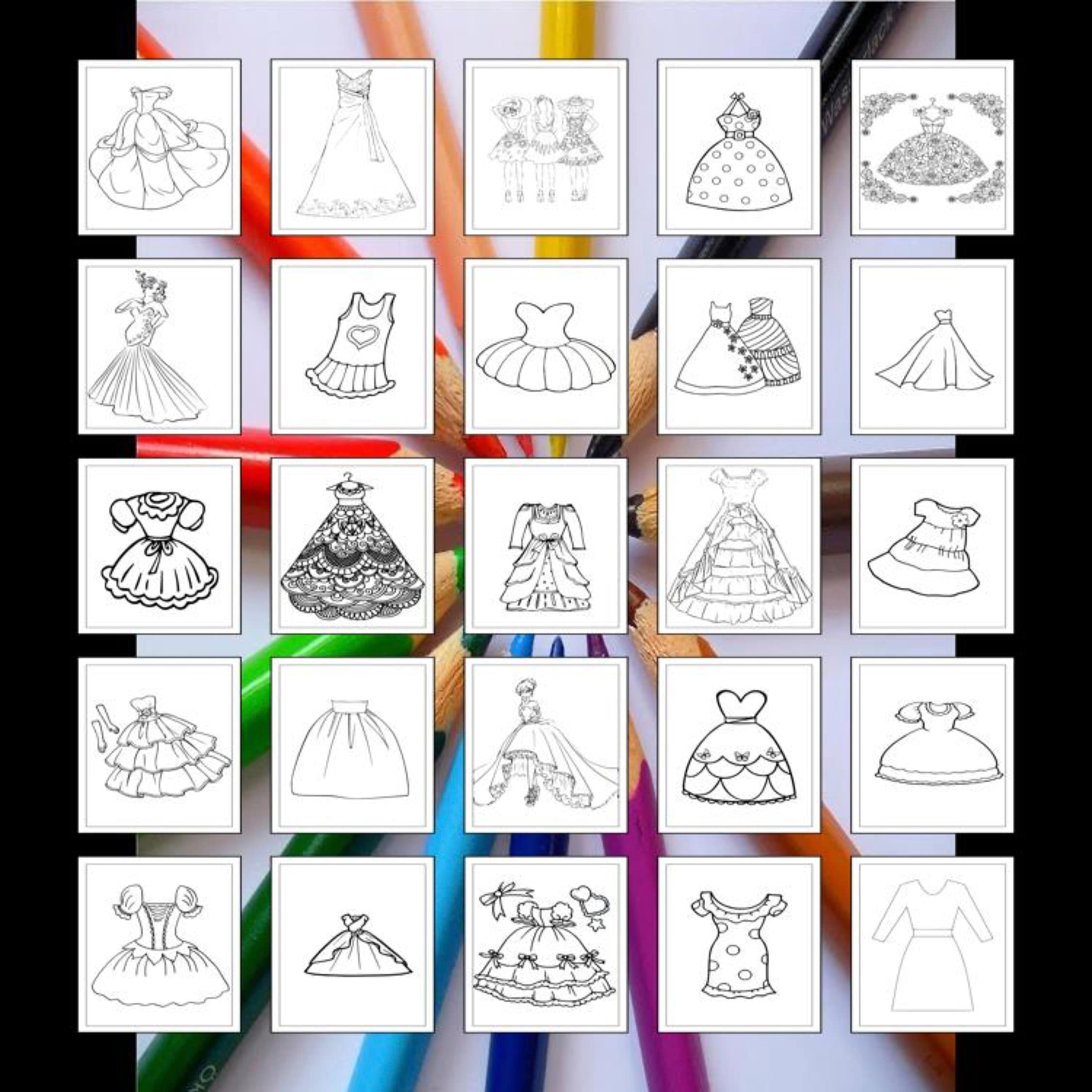 Printable Dress Coloring Pages for Kids and Adults | 100 Pages ...