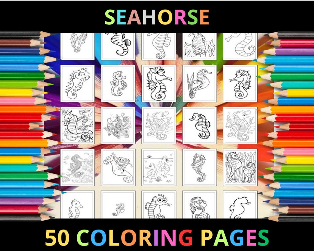 Printable Seahorse Coloring Pages for Kids and Adults | 50 Pages ...