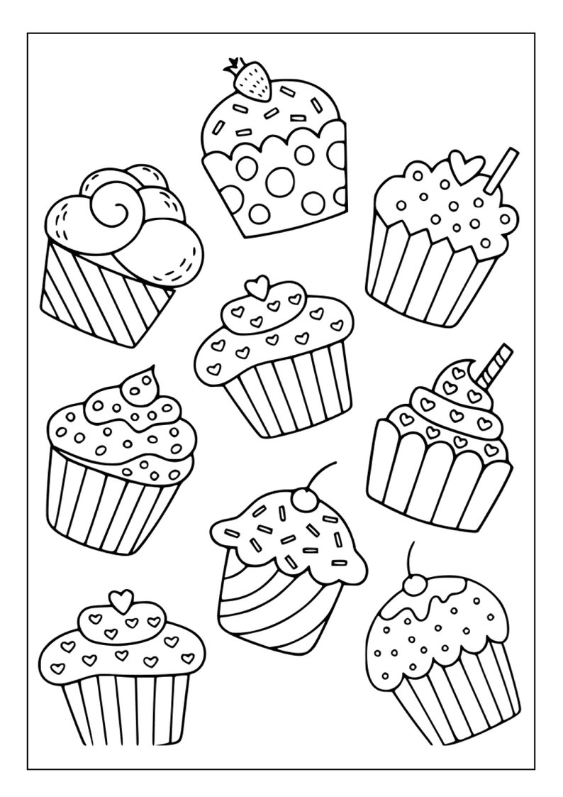 Printable Sweets Coloring Pages for Kids and Adults 100 Pages Instant ...