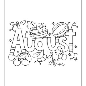Printable August Coloring Pages for Kids & Adults | 40 Pages | Instant ...