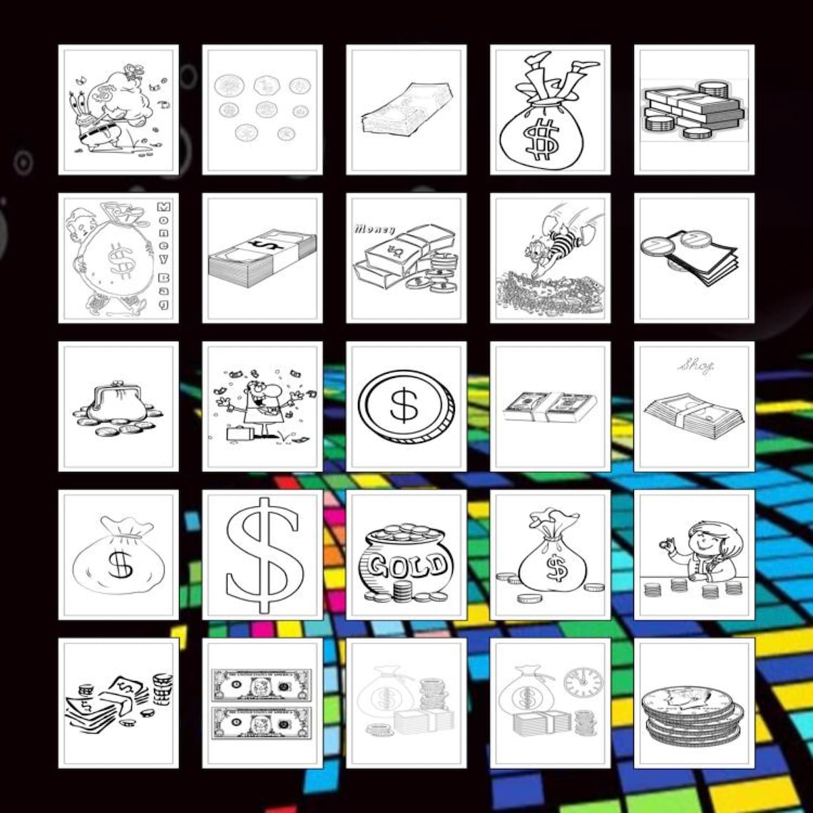 Printable Money Coloring Pages for Kids and Adults 90 Pages Instant ...