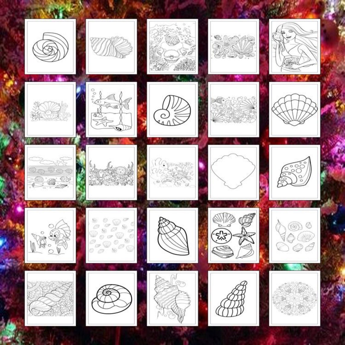 Printable Shell Coloring Pages for Kids & Adults 85 Pages - Etsy