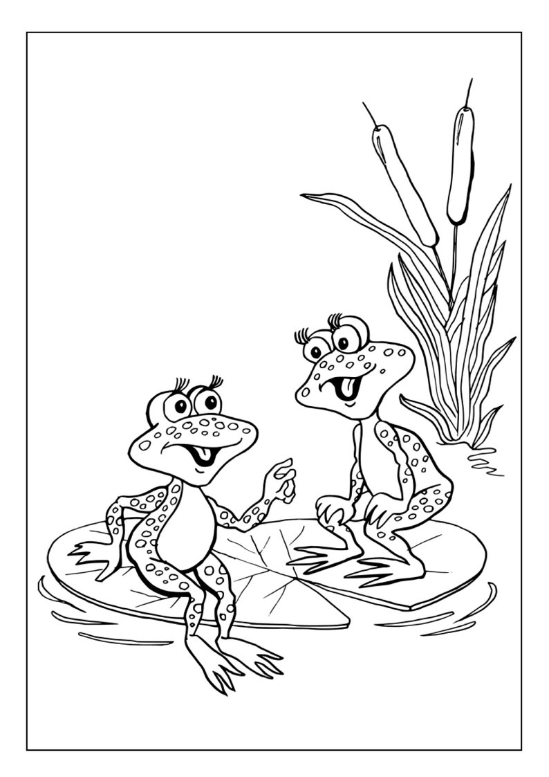 Printable Frogs Coloring Pages for Kids & Adults | 50 Pages | Instant ...
