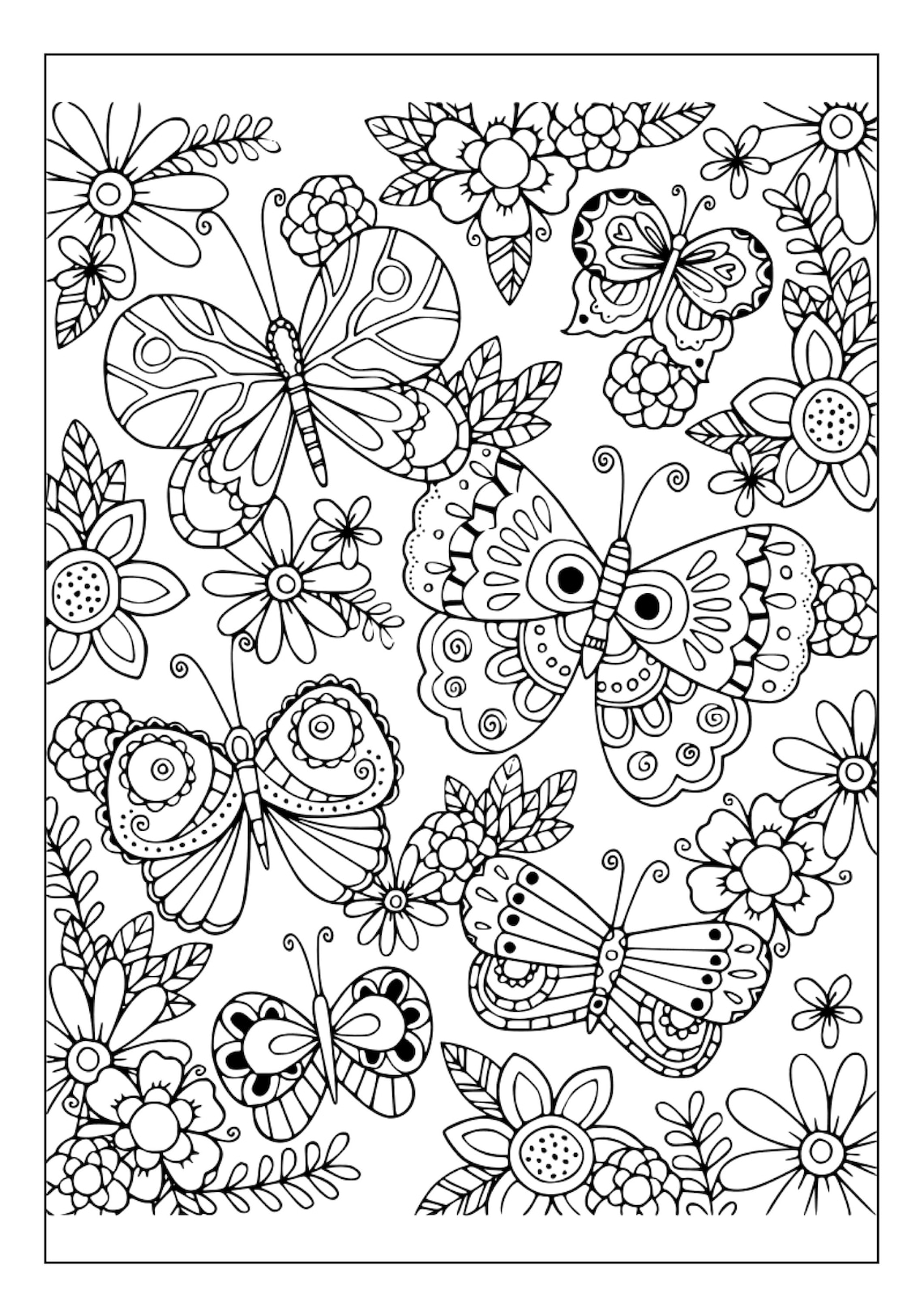 Printable Spring Coloring Pages for Kids and Adults 160 - Etsy