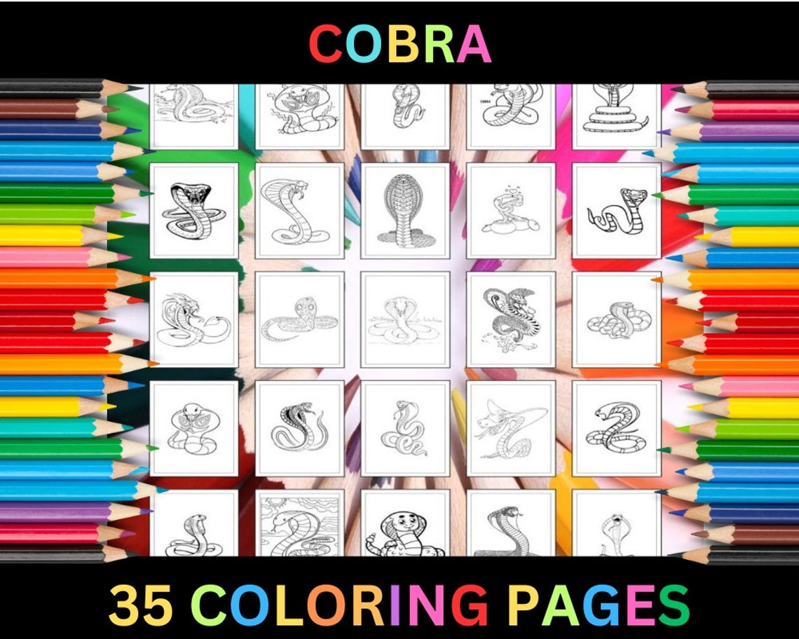 Printable Cobra Coloring Pages for Kids & Adults | 35 Pages | Instant ...