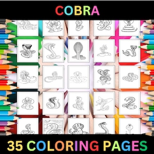 Printable Cobra Coloring Pages for Kids & Adults | 35 Pages | Instant ...