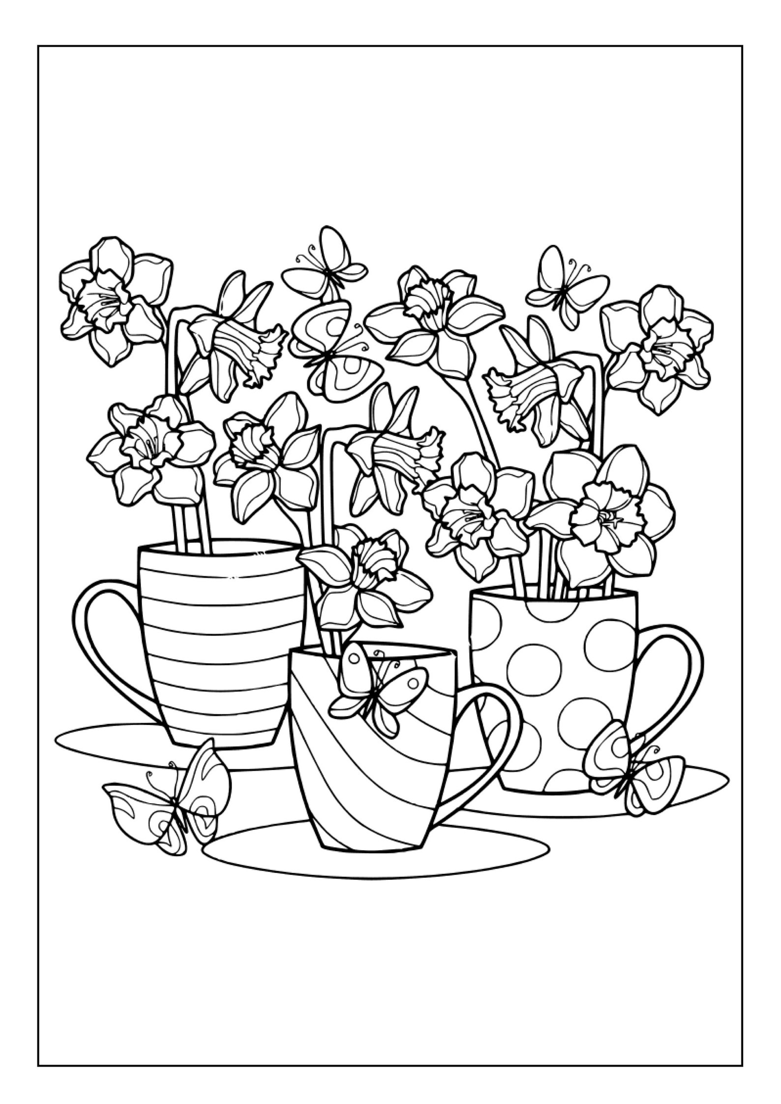 Printable Flower Bouquet Coloring Pages for Kids & Adults | 100 Pages ...