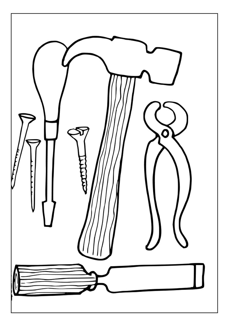 Printable Tool Coloring Pages for Kids & Adults | 55 Pages | Instant ...