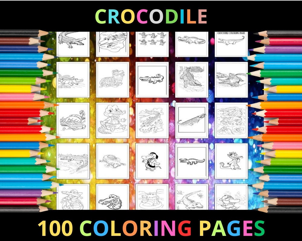 Printable Crocodile Coloring Pages for Kids and Adults 100 - Etsy