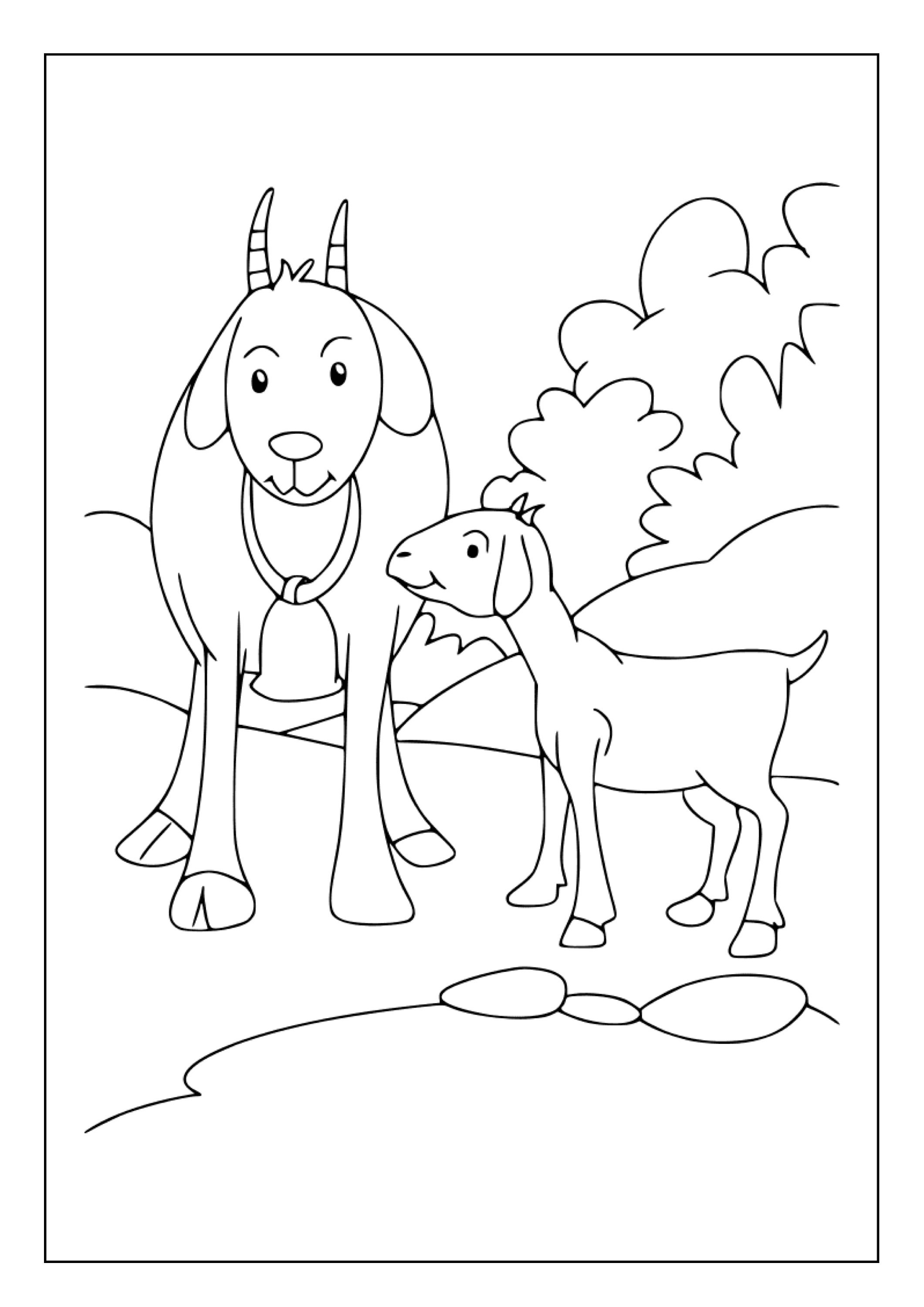 Printable Goats Coloring Pages for Kids and Adults | 40 Pages | Instant ...