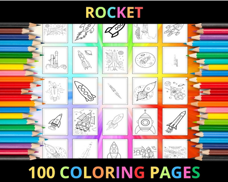 Printable Rocket Coloring Pages for Kids and Adults | 100 Pages ...