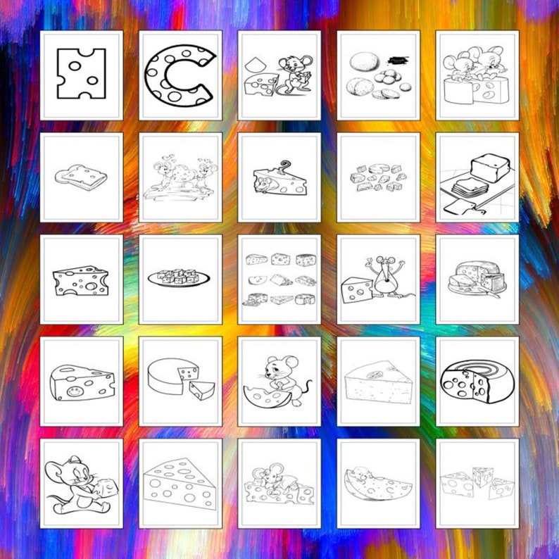 Printable Cheese Coloring Pages for Kids and Adults | 35 Pages ...