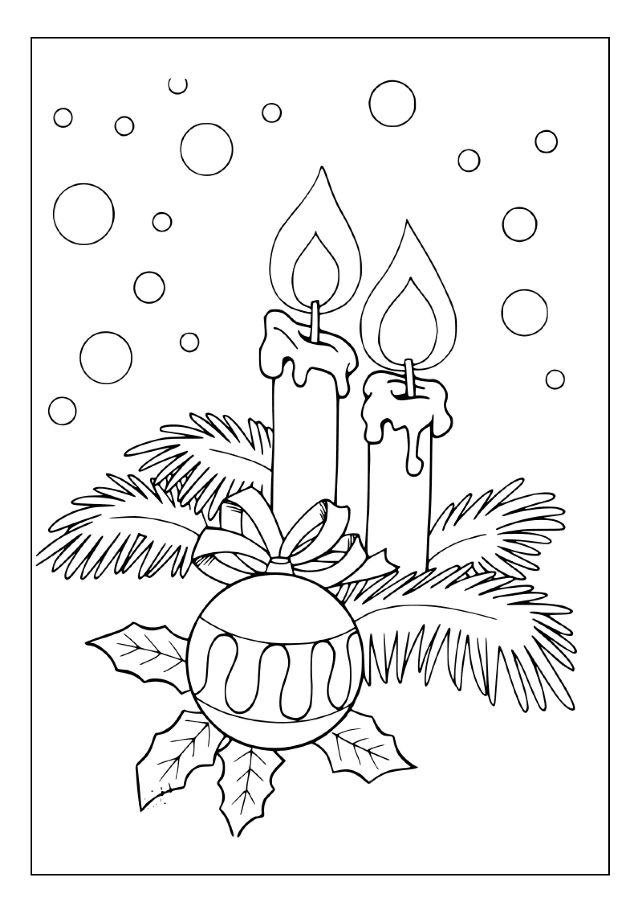 Printable Christmas Candles Coloring Pages for Kids & Adults | 25 Pages ...