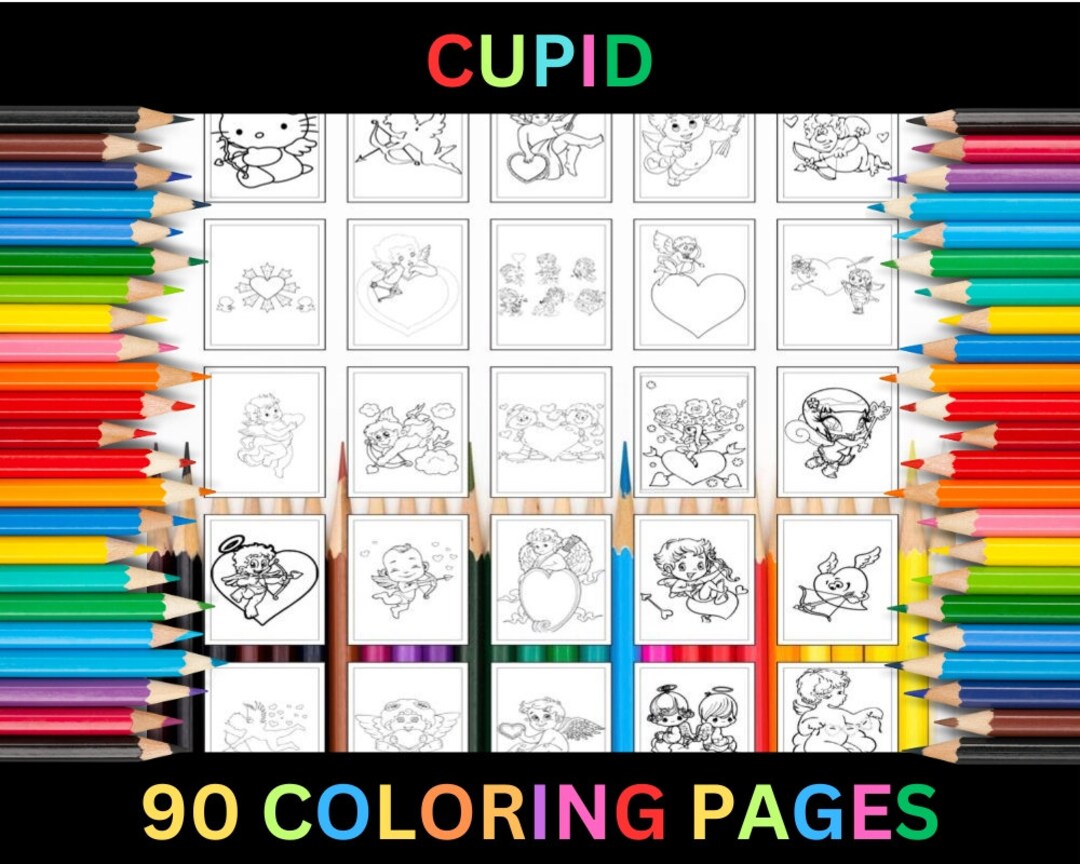 Printable Romantic Cupid Coloring Pages for Kids & Adults | 90 Pages ...