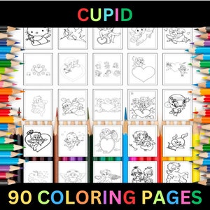 Printable Romantic Cupid Coloring Pages for Kids & Adults | 90 Pages ...
