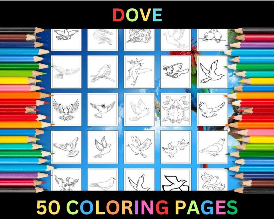 Printable Dove Coloring Pages for Kids & Adults | 50 Pages | Instant ...