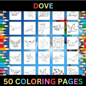 Printable Dove Coloring Pages for Kids & Adults | 50 Pages | Instant ...
