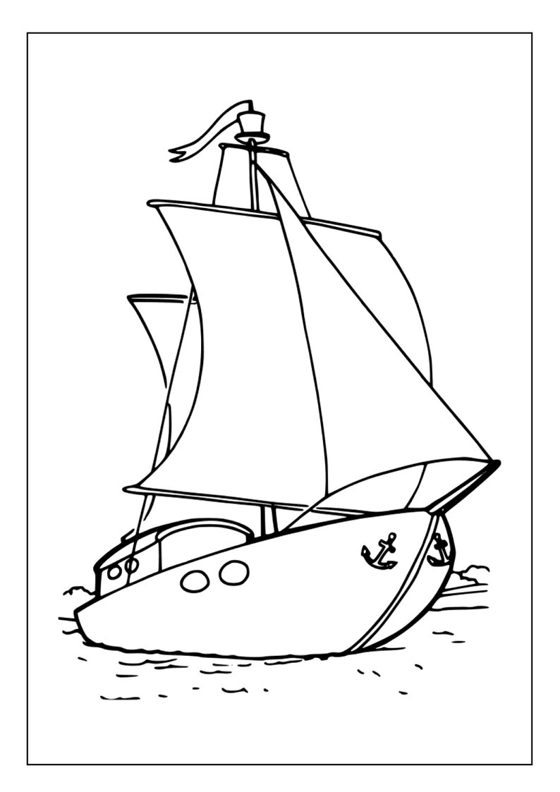 Printable Sailboat Coloring Pages for Kids & Adults | 40 Pages ...