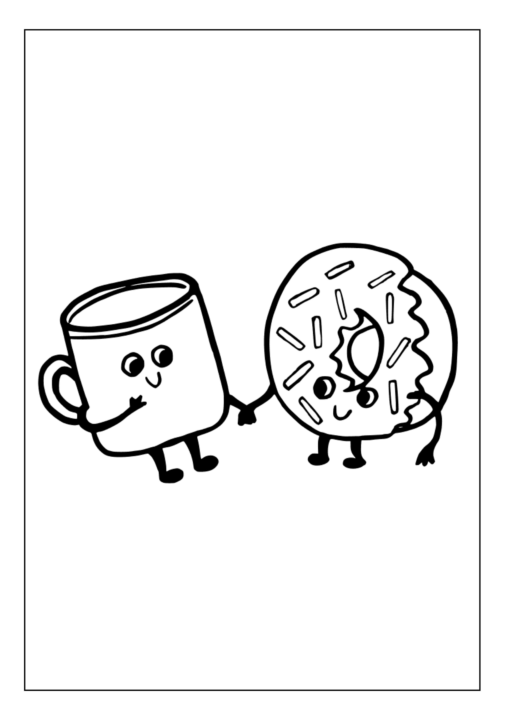 Printable Cute Food Coloring Pages for Kids and Adults | 100 Pages ...