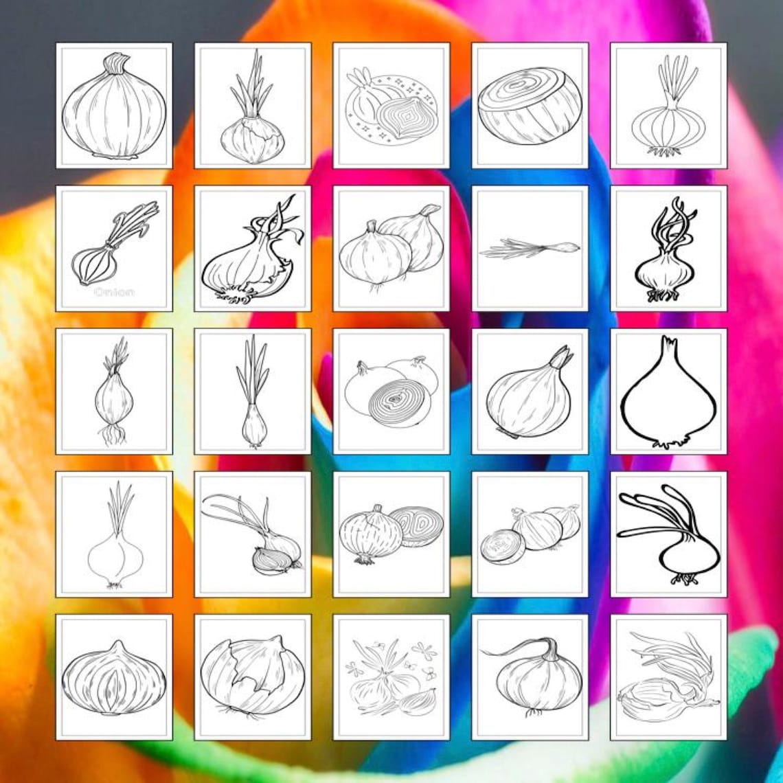 Printable Onion Coloring Pages for Kids & Adults | 30 Pages | Digital ...