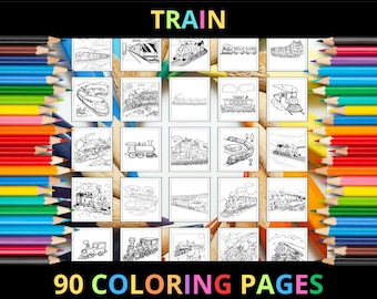 Train Coloring Pages for Kids - Etsy